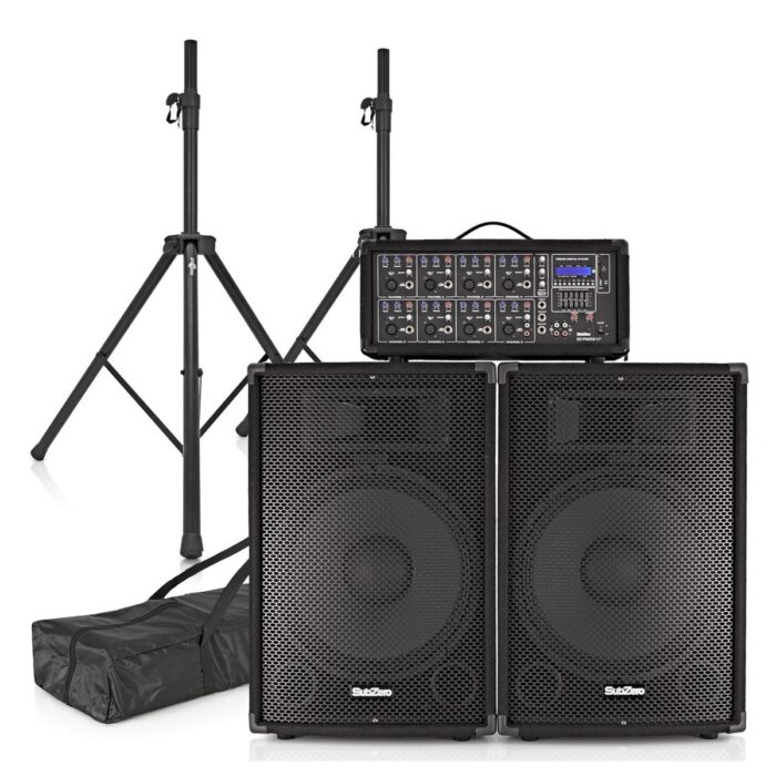 SubZero SZPA-815 300W 15" PA System with Stands - Speaker on Rent in Dubai